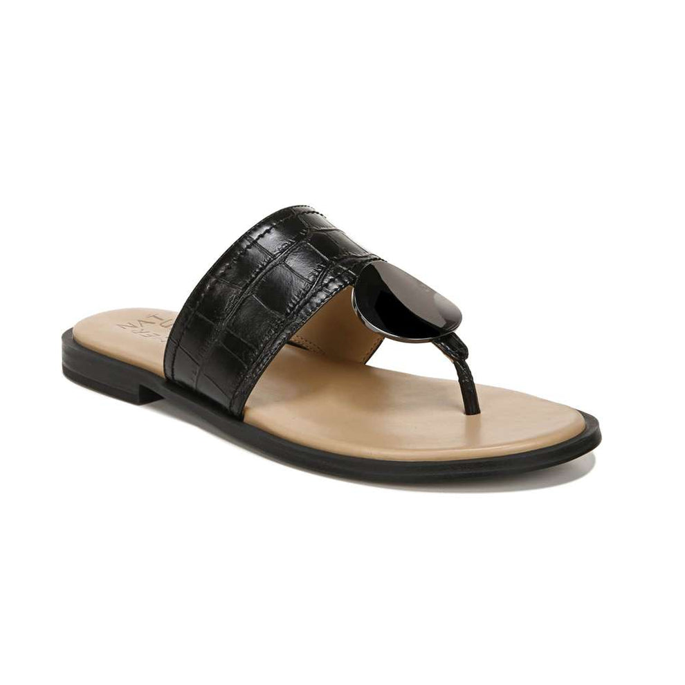 Frankie Toe Post Sandal - Black Croc – Naturalizer